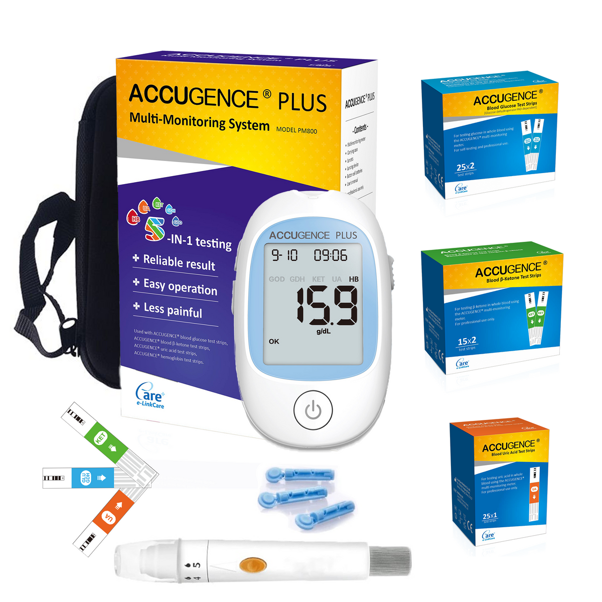 Accugence - 3 in 1 Multi-Function Blood Meter Full Starter Kit ...