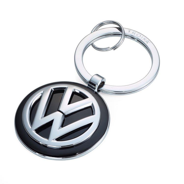 Car Key Fob Troika VW Logo Keychain - Leather Loop Key Ring Volkswagen ...